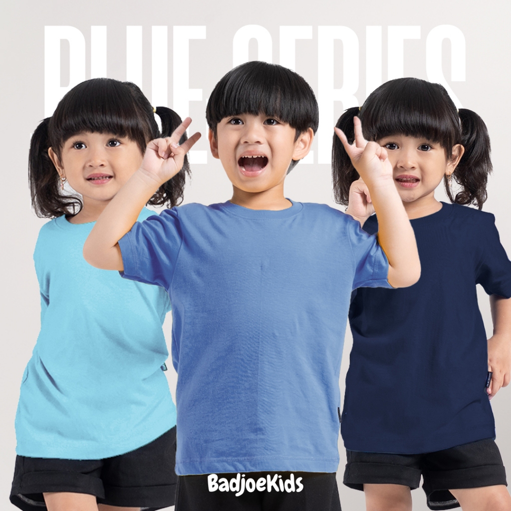 Jual BIKINBADJOE Kaos Polos Anak - Warna Blue Series Baju Anak Unisex Cotton Combed 30S | Shopee ...