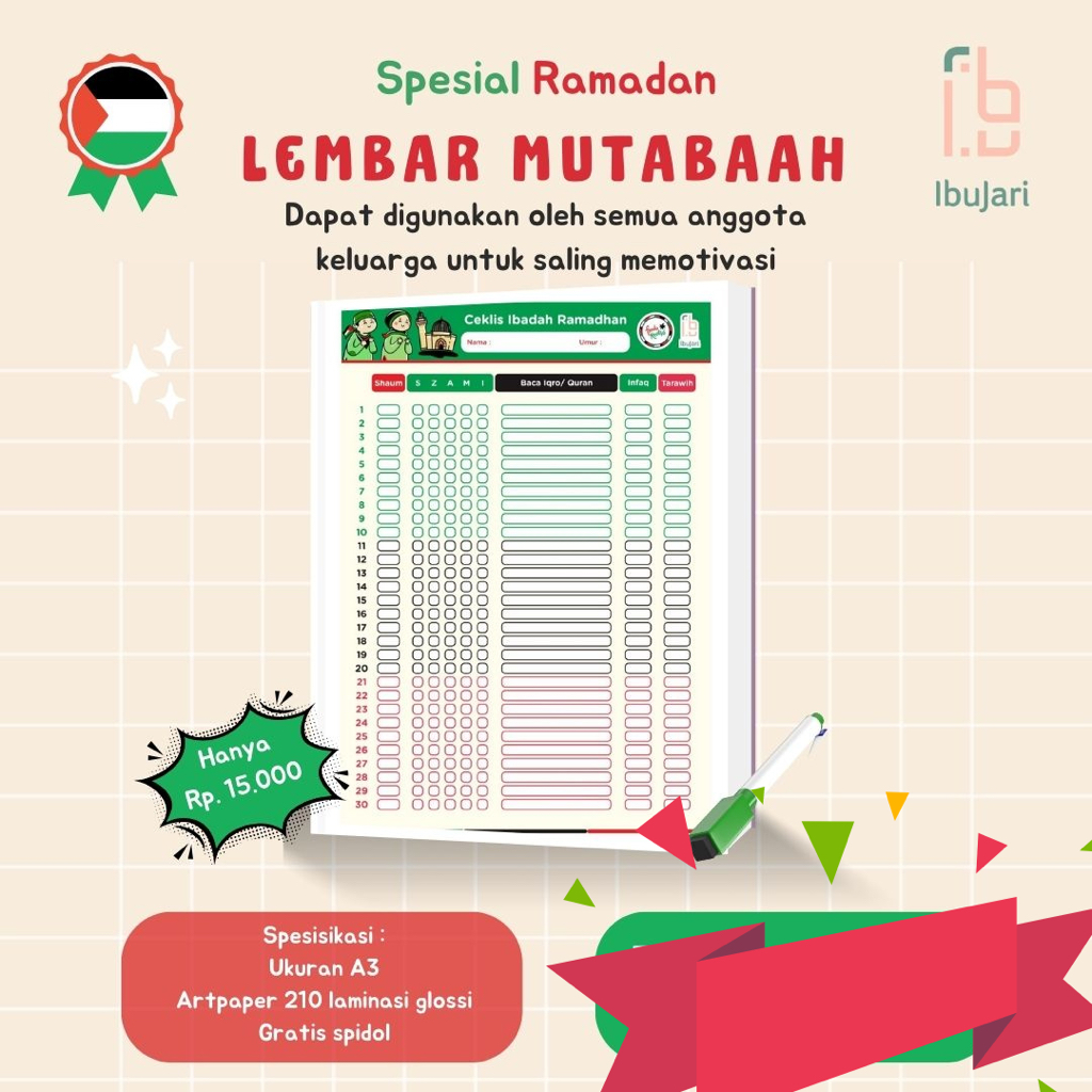 Jual Poster Mutabaah Ramadhan Anak & Dewasa | Shopee Indonesia