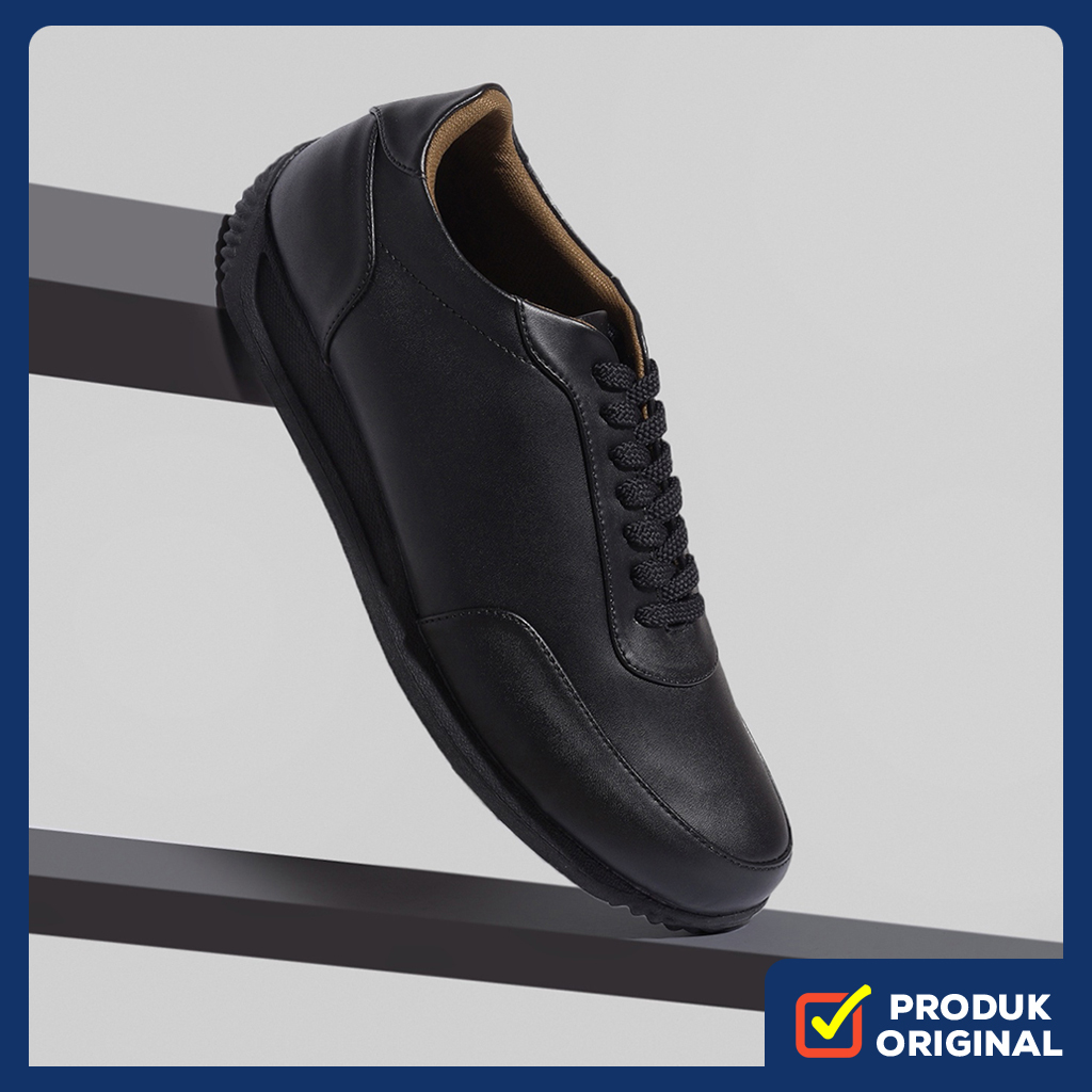 Jual FASTER FULL BLACK ORIGINAL x REYL MAN Sepatu Sneakers Hitam Polos Pria Kets Tali Casual ...