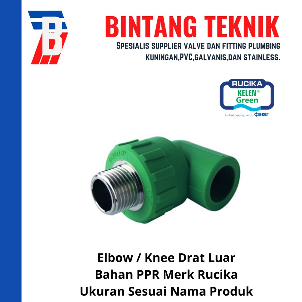 Jual is Elbow Drat Luar PPR Pipa 12 inch 2 mm x Drat 12 inch Rucika JW ...