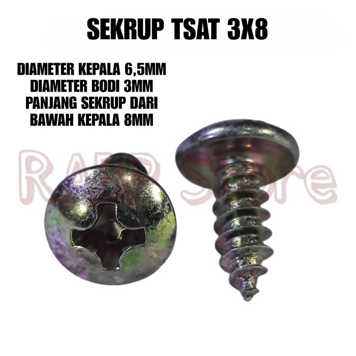 Jual 25PCS SEKRUP TSAT 3X8 SEKRUP JT SEKRUP T TS TAB TSAB SCREW SKRUP ...