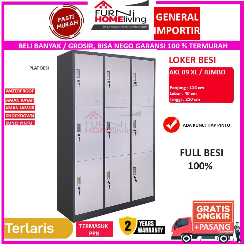 Jual Loker Besi Besar 9 Pintu Muat Helm Full Face AKL 09 JUMBO | Shopee ...