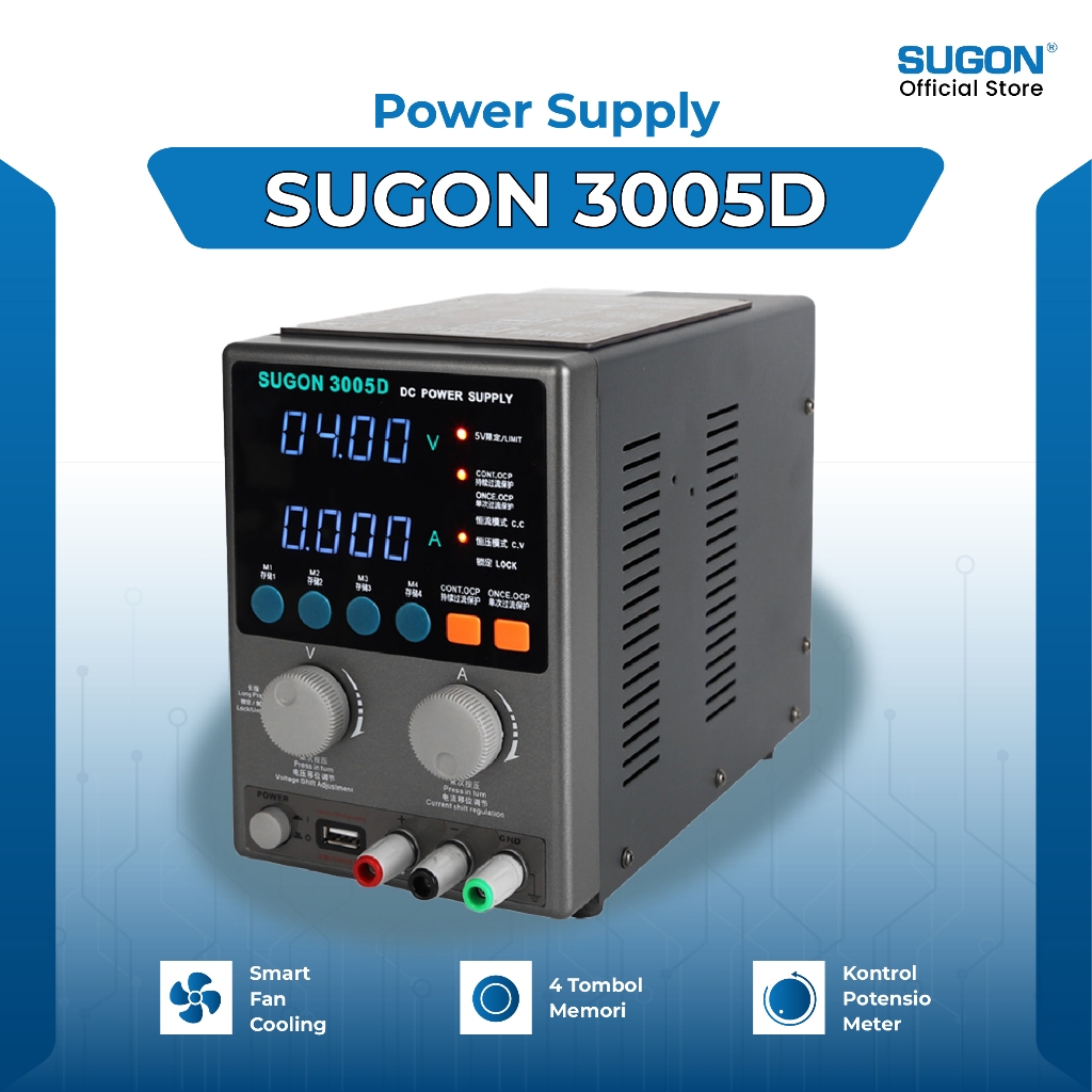 Jual Sugon 3005D Power Supply 5A 30V Digital Adjustable DC Power Supply ...