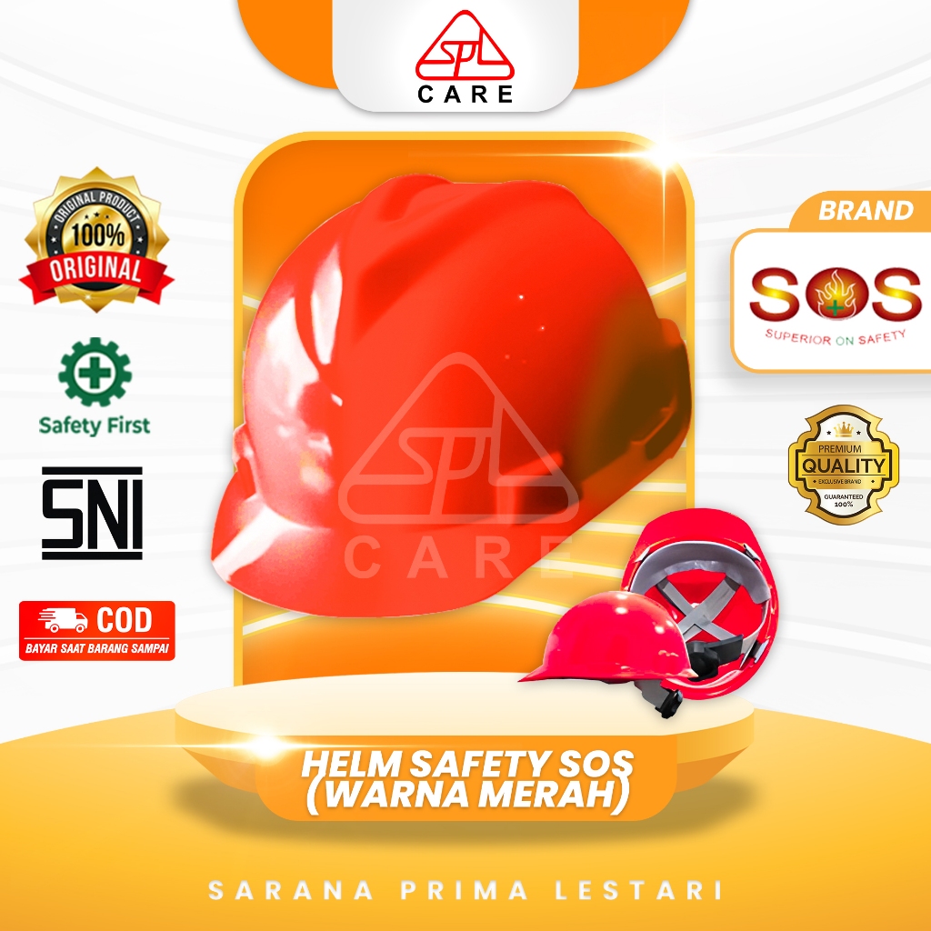 Jual [FREE EARPLUG] HELM SOS, HELM SAFETY MEREK SOS 5 WARNA, HELM SOS ...