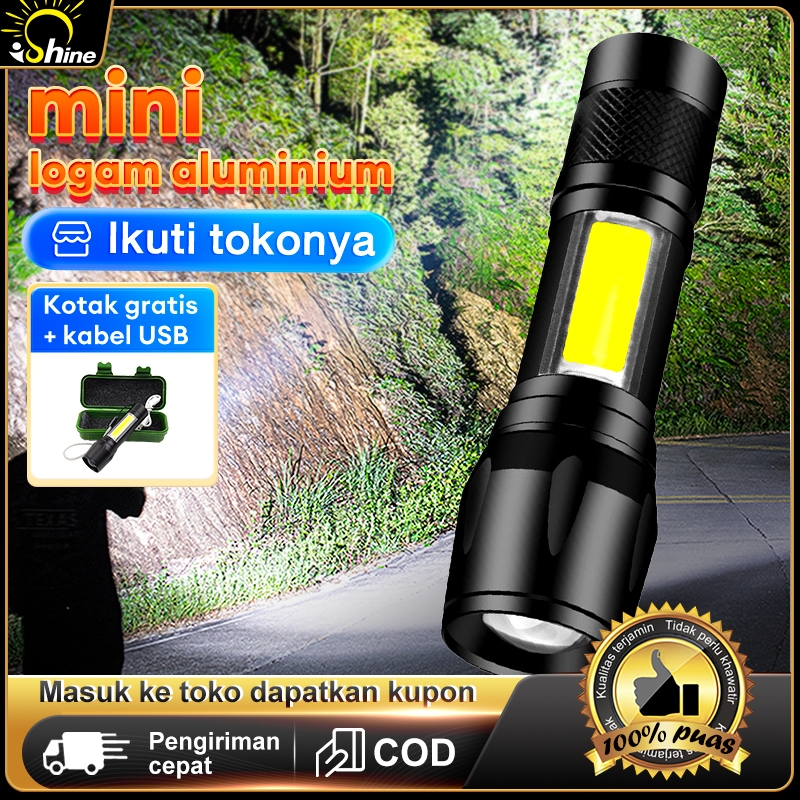Jual 【Garansi 10 tahun】 Senter Mini COB LED Light Super Terang Lampu Senter Mini Rechargeable 3 ...