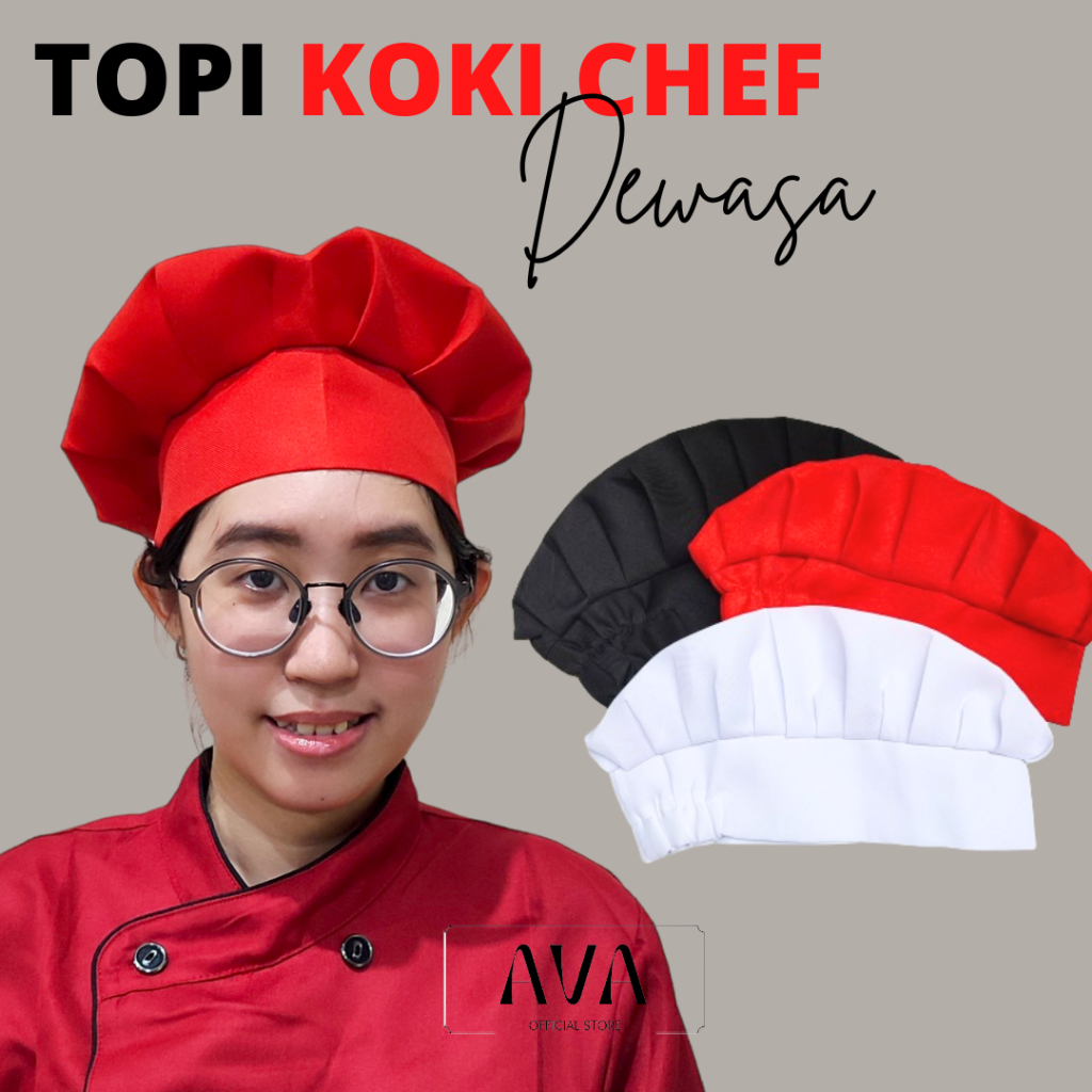 Jual Topi Jamur Koki Chef Dewasa / Topi Chef Masak Dapur Kitchen Pria Wanita / Topi Koki Masak ...