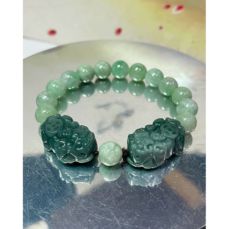 Jual sp5125 Bead Bracelet Giok Blue Water Jadeite Ukiran Twin Pixiu ...