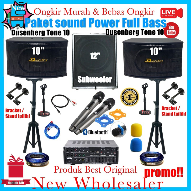 Jual Paket Sound system karaoke Tone 10 Dusenberg 10 inch plus Subwoofer 12inch Original Power ...