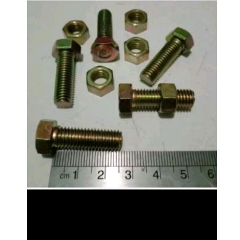 Jual BAUT + MUR KUNING BMK M8 X 25 MM BAUT SIKU LUBANG ( KUNCI 12 ) | Shopee Indonesia