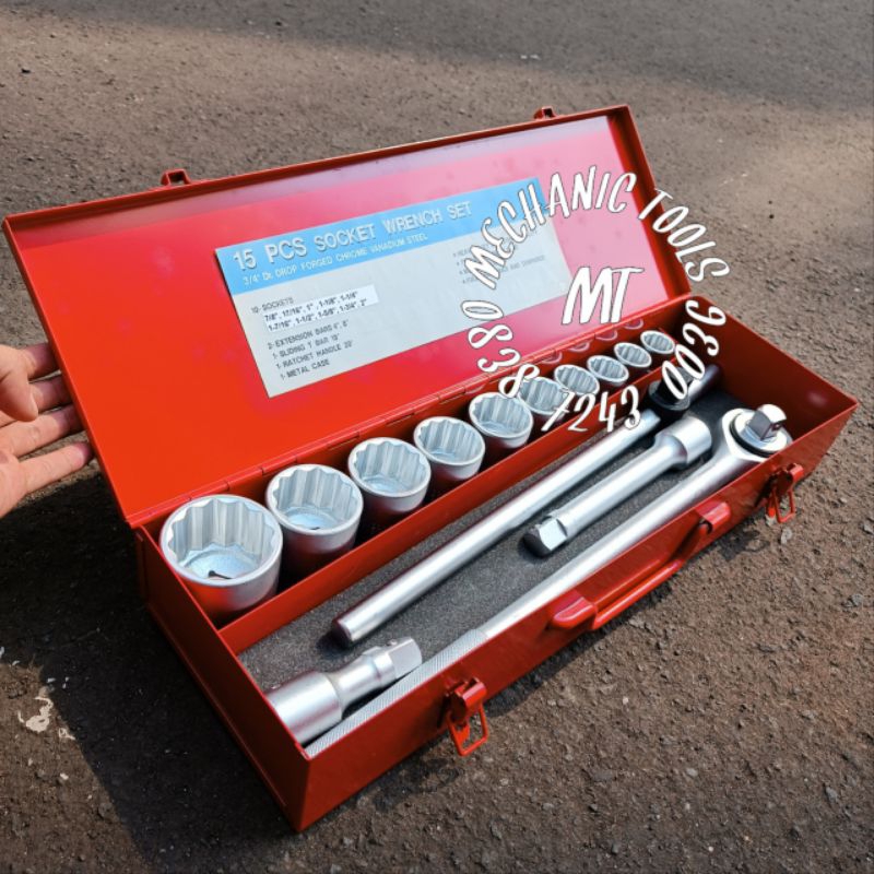 Jual Kunci Sock set 15 pcs 7/8" - 2" 12 point 22 mm - 50 Mm 6 Pt Tjap ...