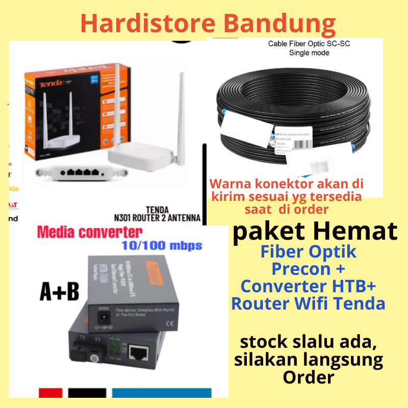 Jual Kabel Fiber Optik precon 25m 30m 40m 50m 60m 75m Bundling ...