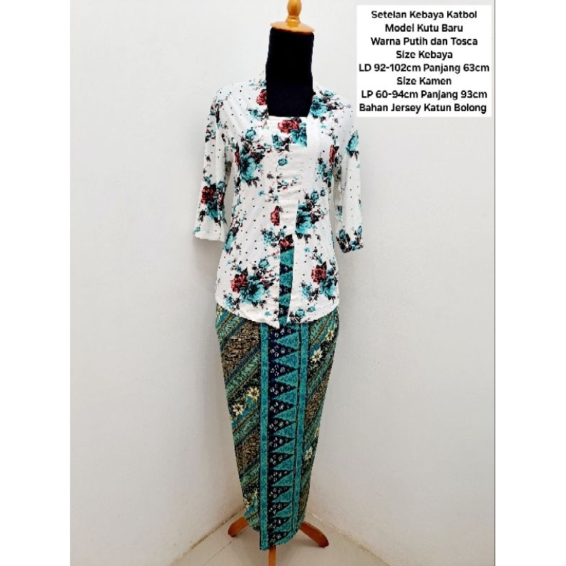 Jual Setelan Kebaya Katbol Model Kutu Baru Warna Putih dan Tosca ...