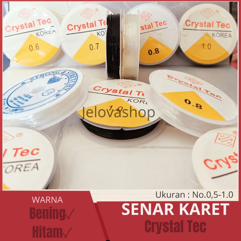 Jual TALI SENAR KARET ELASTIS CRYSTAL Tac KOREA(Bening & Hitam ...