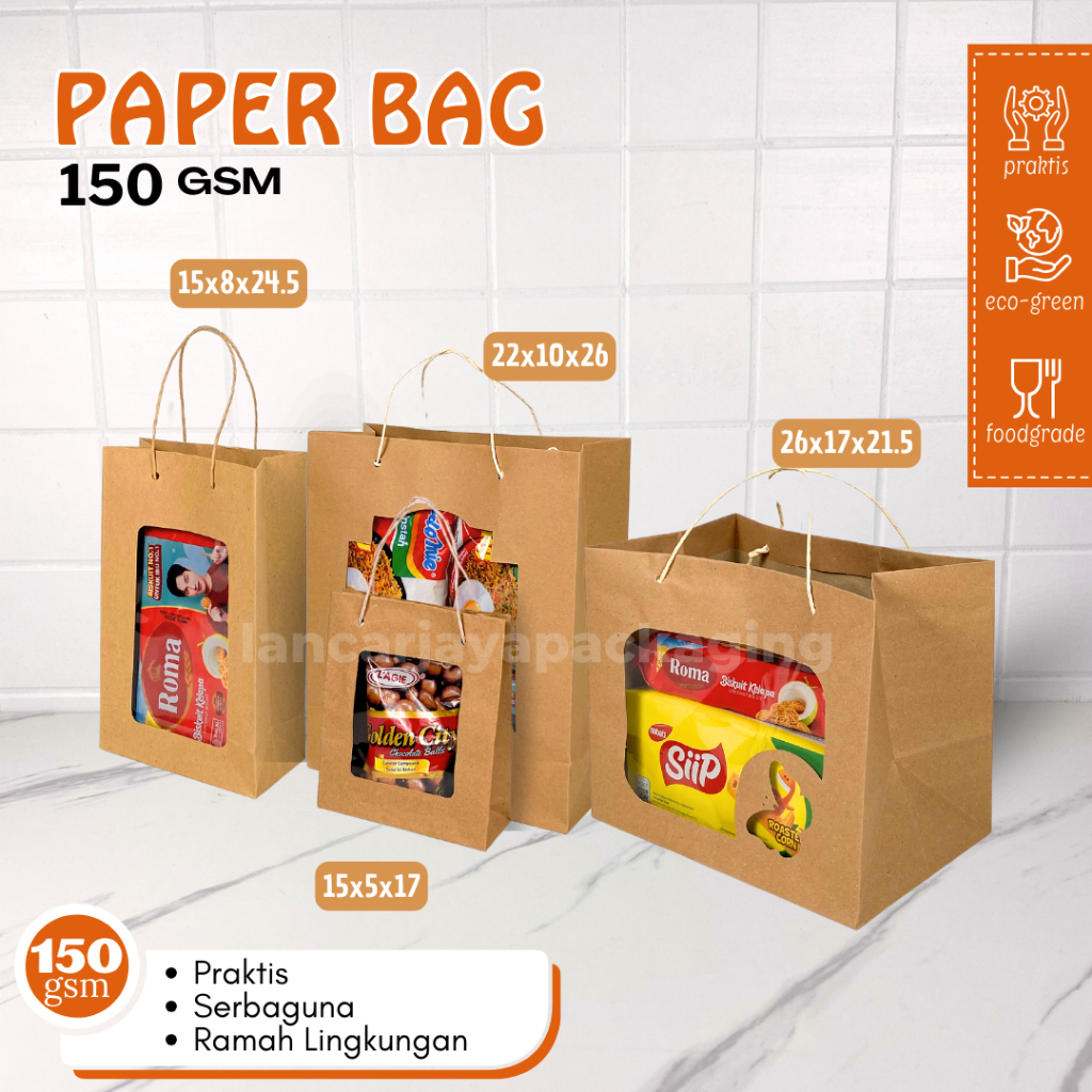 Jual Paper Bag Mika Tas Kado Kertas Kraft Coklat Kantong Jinjing ...