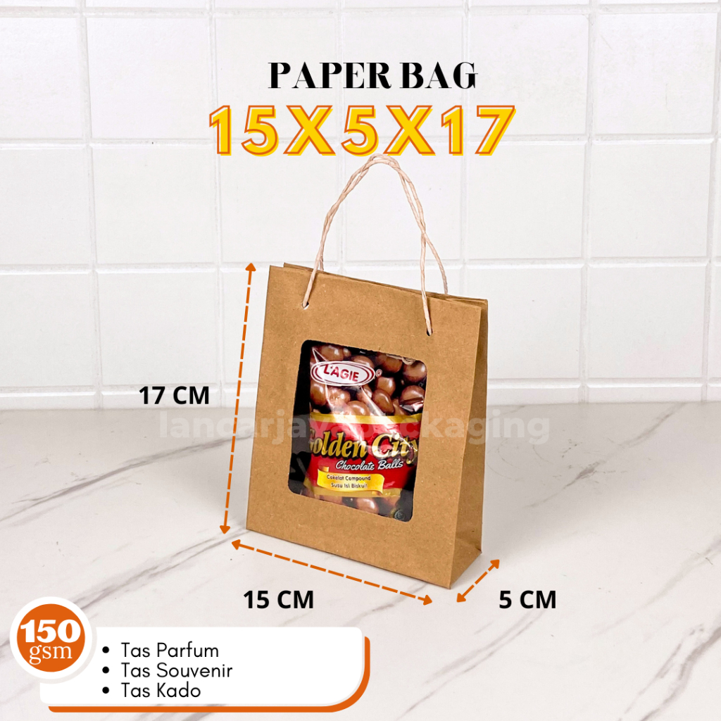 Jual Paper Bag Mika Tas Kado Kertas Kraft Coklat Kantong Jinjing ...
