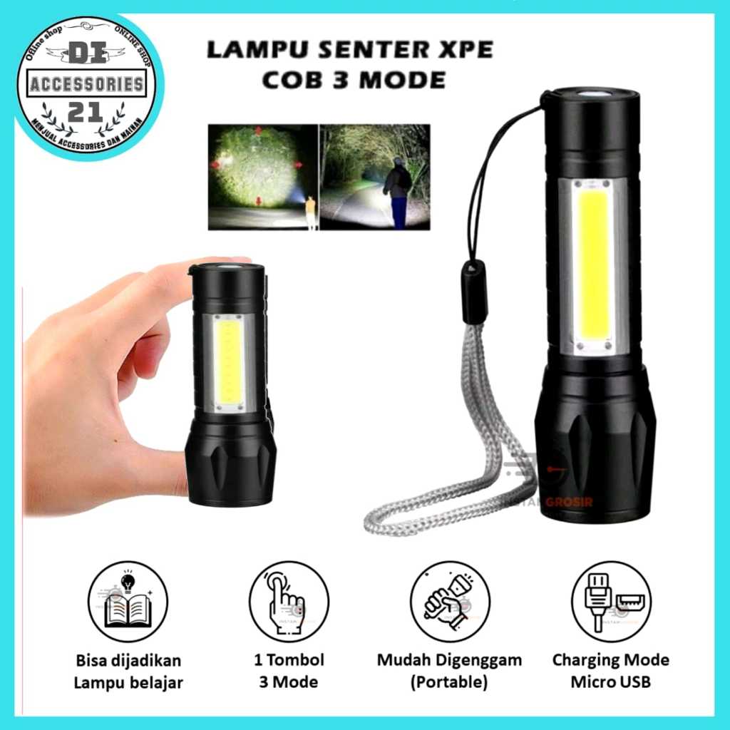 Jual Lampu Senter Mini XPE dan Cob Led ZXT 513 USB Charger Senter Swat Mini | Shopee Indonesia