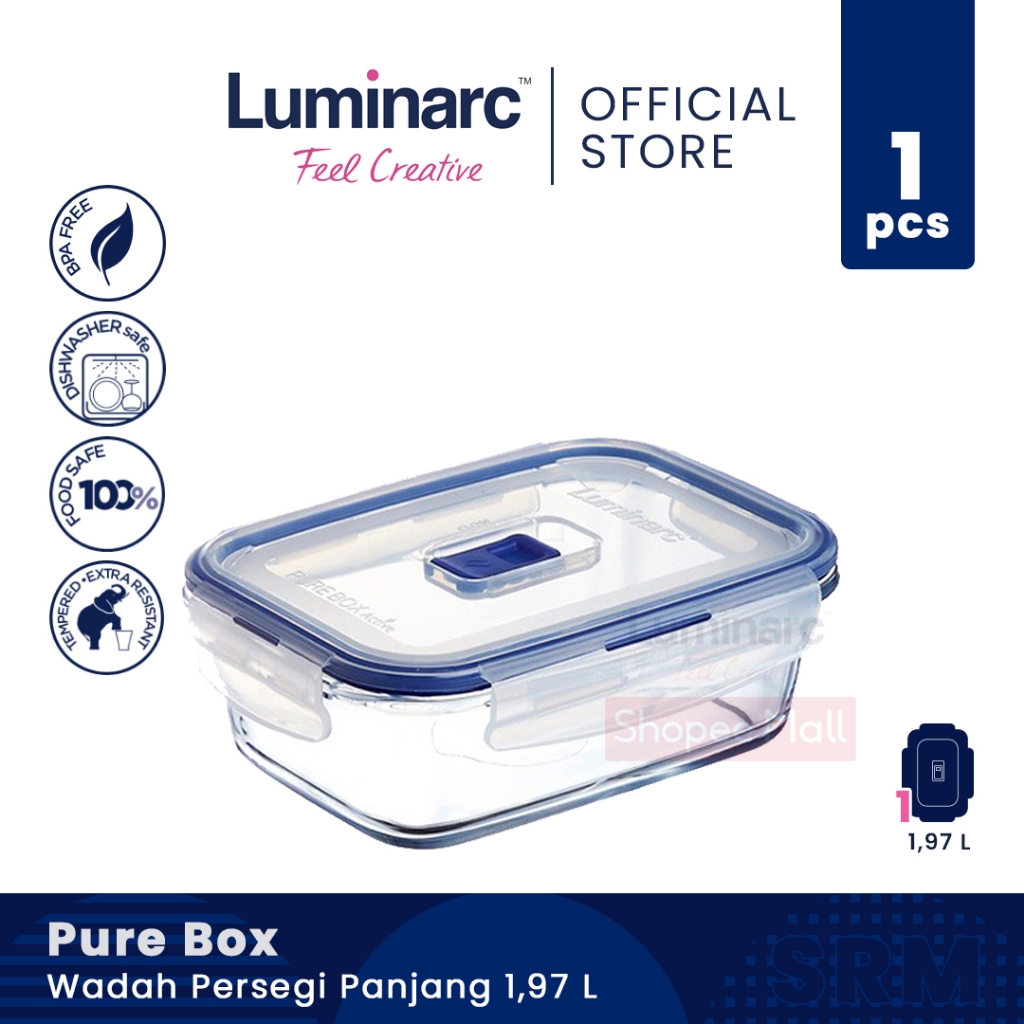 Jual LUMINARC Pure Box/Wadah Makanan Kaca Persegi Panjang 1,97L - 1pcs ...