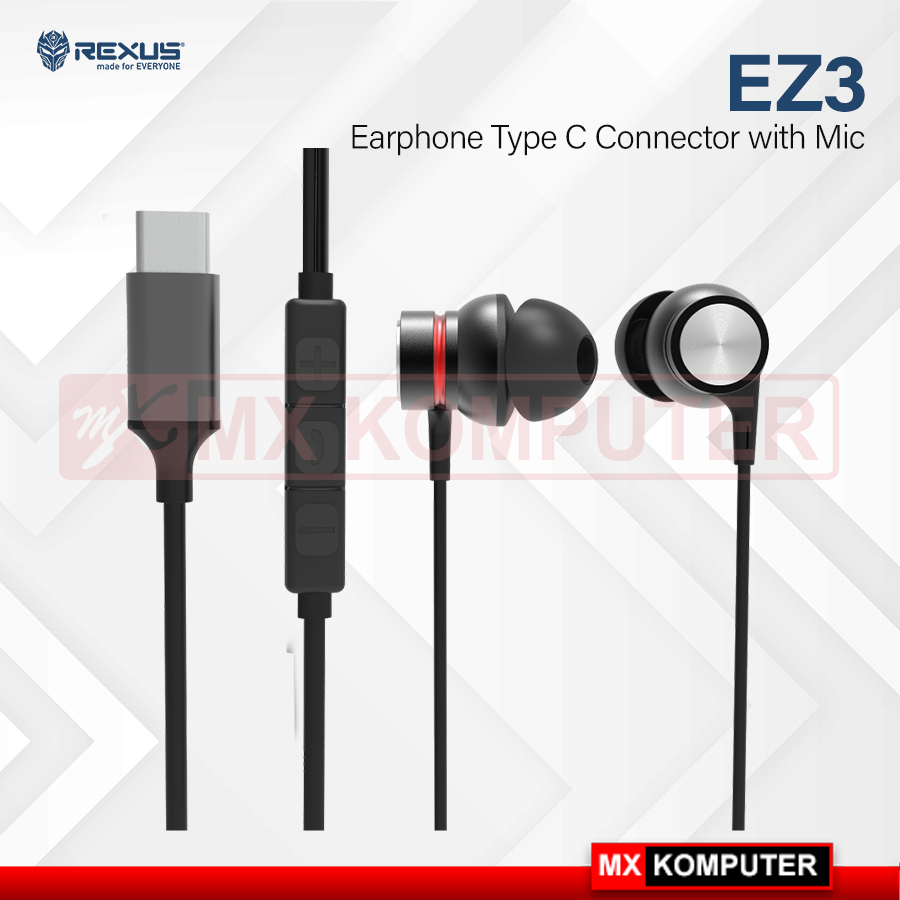 Jual Rexus Earphone EZ3 Type C Connector with Mic | Shopee Indonesia