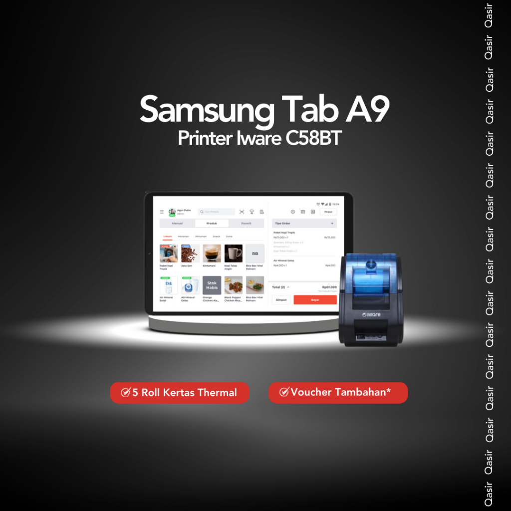 Jual Mesin Kasir Tablet + Printer Iware / Samsung Tab A9/ Printer Iware ...
