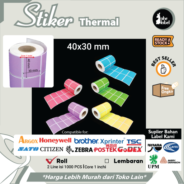 Jual LABEL BARCODE THERMAL 40X30 MM | Shopee Indonesia
