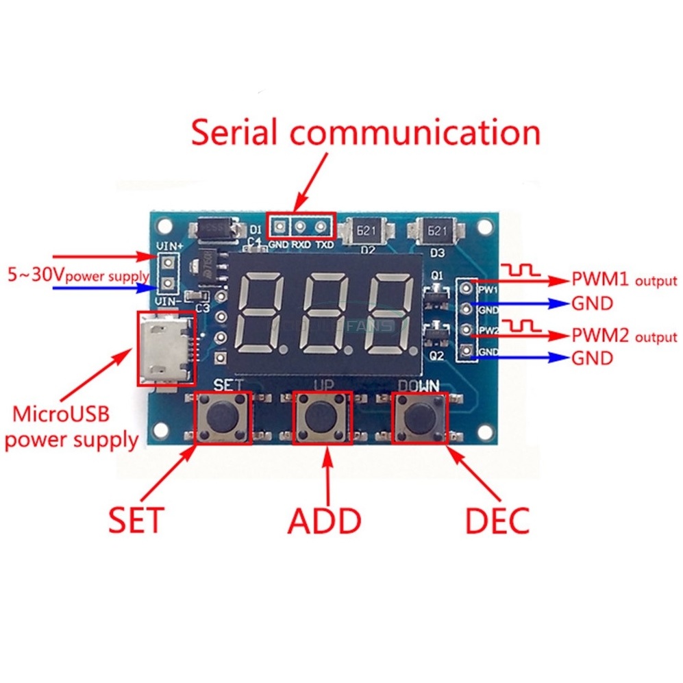 Jual PWM Generator Digital LED Duty Cycle Pulse Frequency 2 Channel ...