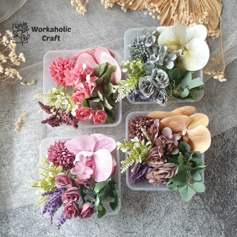 Jual Paket Bunga Artificial Anggrek Pom pom Bahan Hias Dekorasi Mahar ...