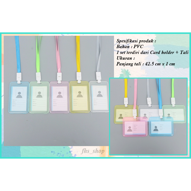 Jual Name Tag ID Card Transparan Name Tag Holder ID Card + Tali ...