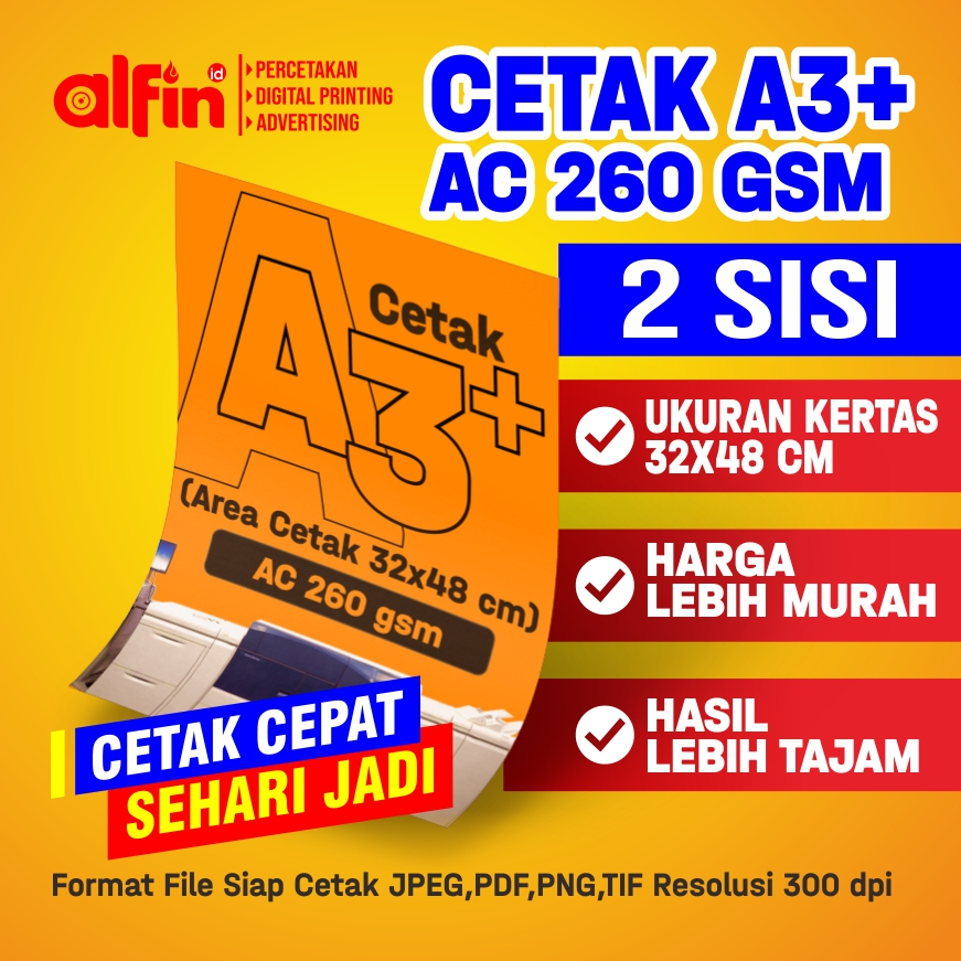 Jual CETAK A3+ MURAH AC260 (2 MUKA/BOLAK BALIK) / POSTER / PRINT A3 ...