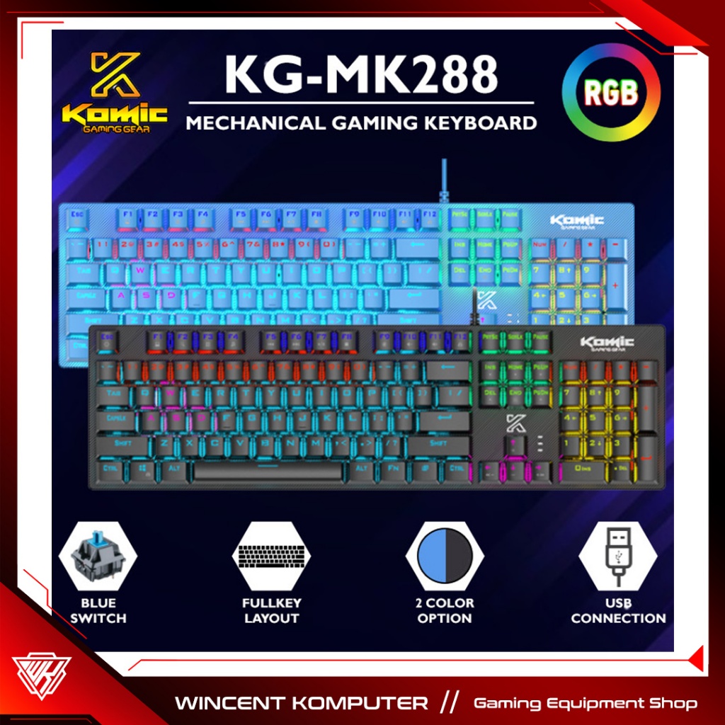 Jual Keyboard Gaming Mechanical KOMIC KG-MK288 Black | Shopee Indonesia
