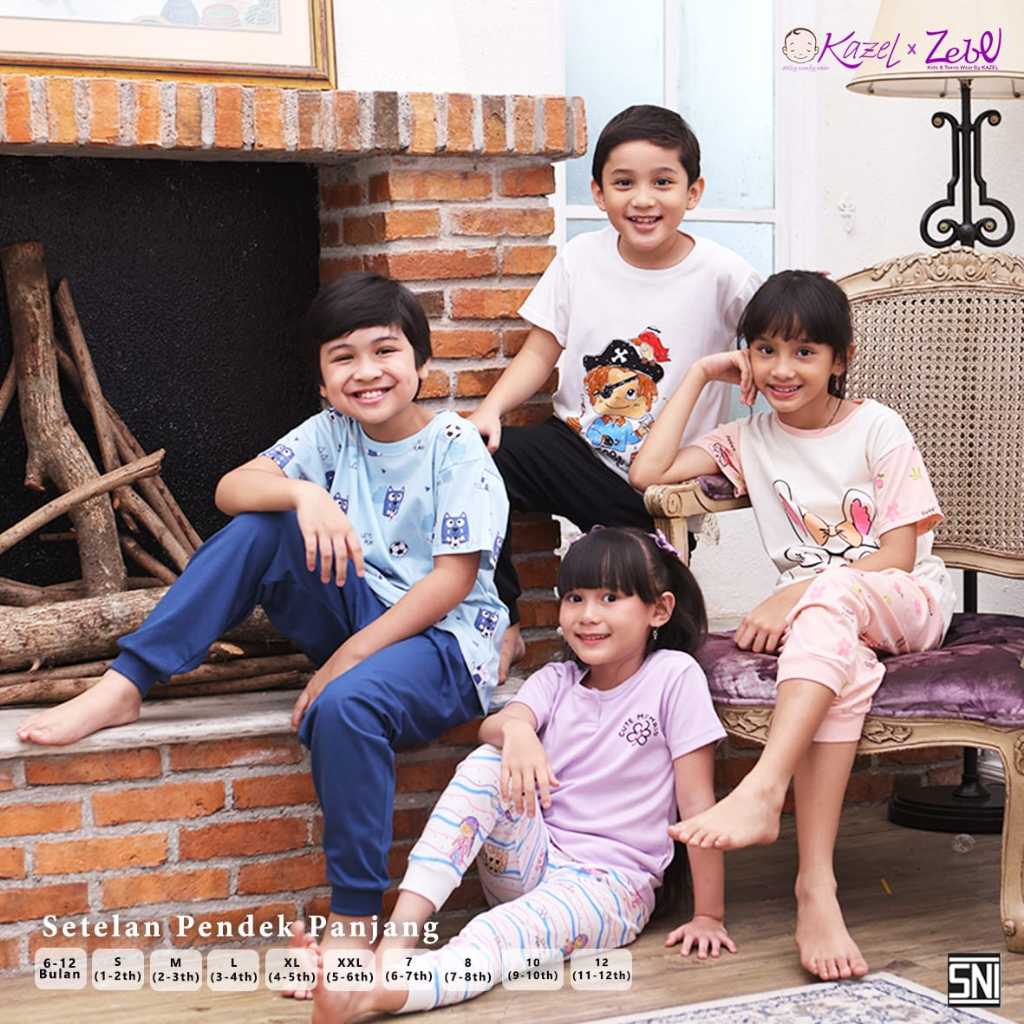Jual Kazel x Zebe Setelan Lengan Pendek - Celana Panjang (1 Stel) | Shopee Indonesia