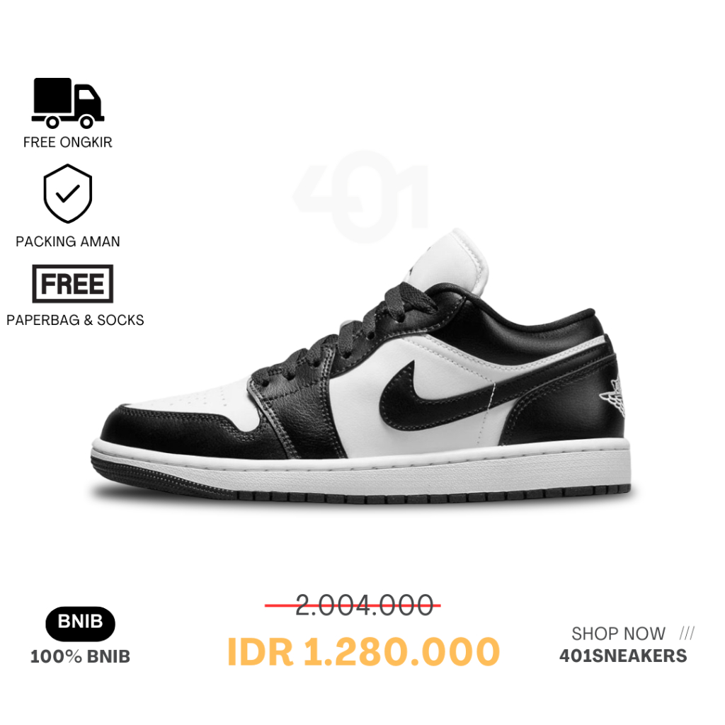 Jual Sepatu Air Jordan 1 Low Black White 'Panda' Authentic 100% BNIB ...