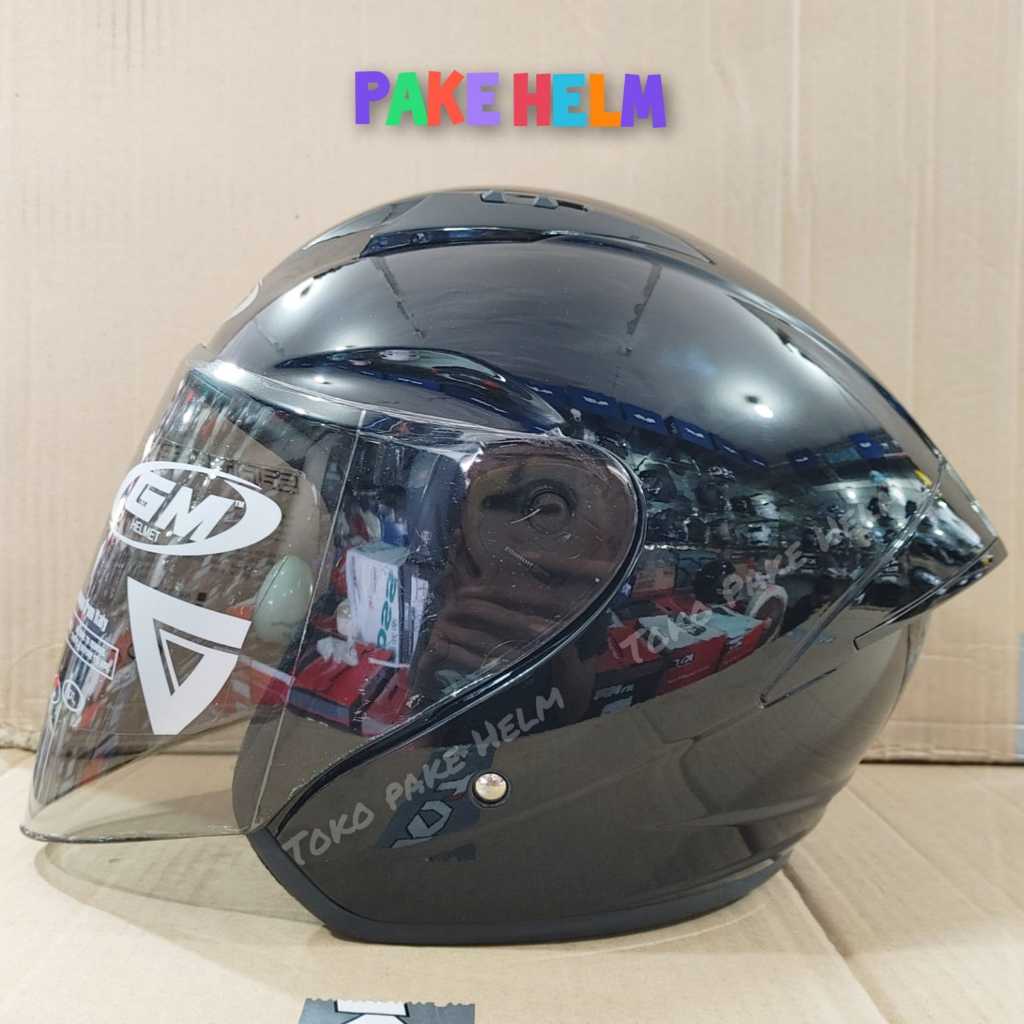 Jual HELM GM G1 HITAM BLACK GLOSS HALF FACE | Shopee Indonesia