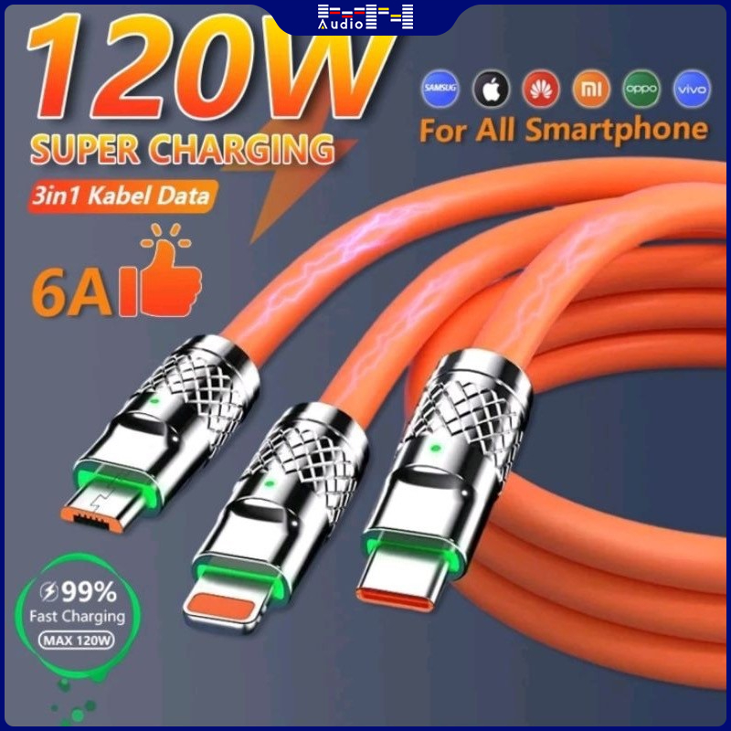 Jual Kabel Data 3 In 1 120W 6A Pengisi Daya Super Kabel Pengisi Daya ...