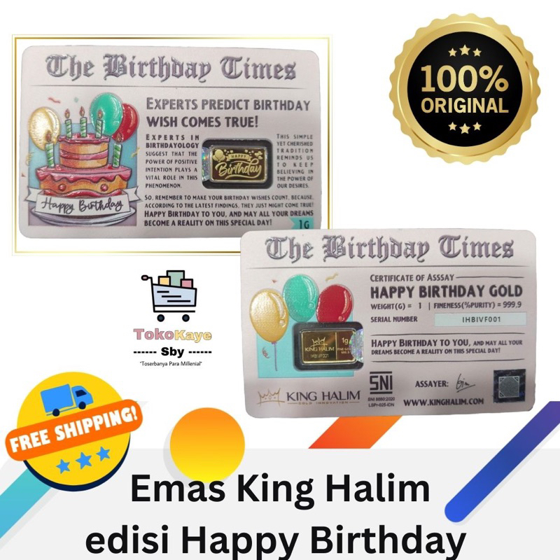Jual Emas King Halim 1 gram ( Birthday ) | Shopee Indonesia