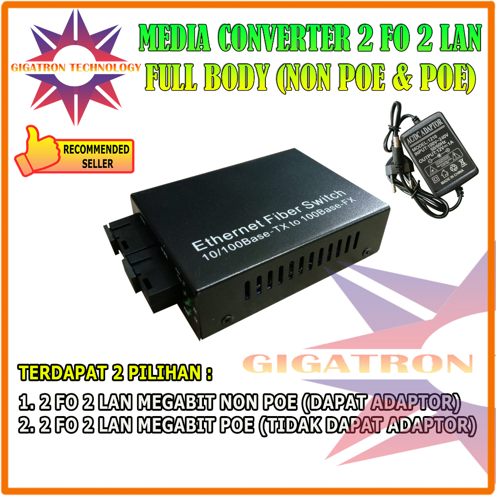 Jual Media Converter 2 FO 2 LAN 2 SC 2 RJ45 10/100 Mbps Full Body Casing Switch Fiber Optic ...