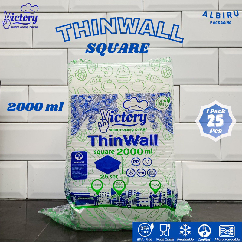 Jual Thinwall Food Container 2000ml Thinwall Square Kotak Makan