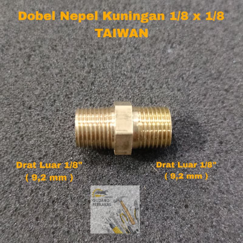 Jual Dobel Nepel 1/8x1/8 TAIWAN - Double Nepel Kuningan Drat Luar 1/8 9mm | Shopee Indonesia