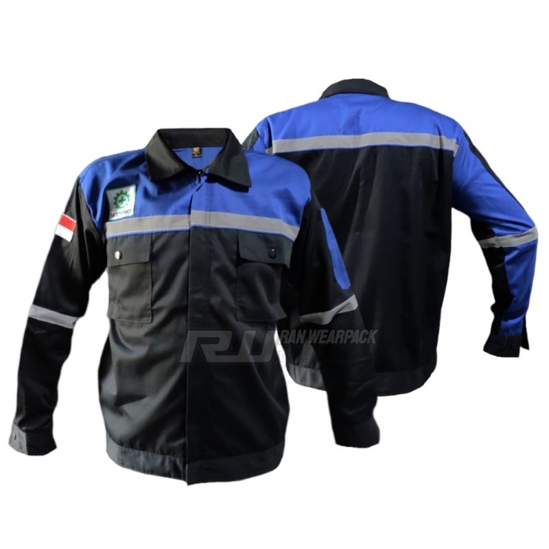 Jual Wearpack Safety Atasan Hitam Kombinasi Coklat / Kemeja Safety ...