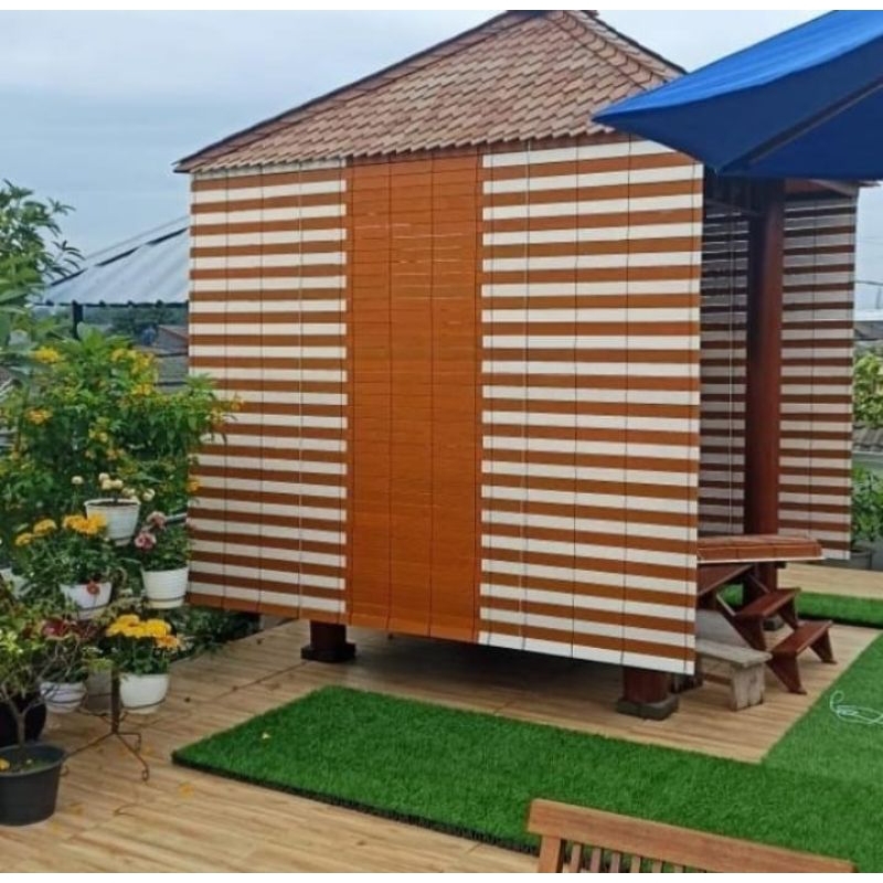 Jual Kerai gulung outdoor tirai bambu krei bahan kayu pvc waterproof ...