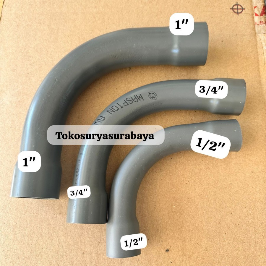 Jual LONG ELBOW 1/2" 3/4" 1" MASPION AW PVC KENI PANJANG | Shopee Indonesia