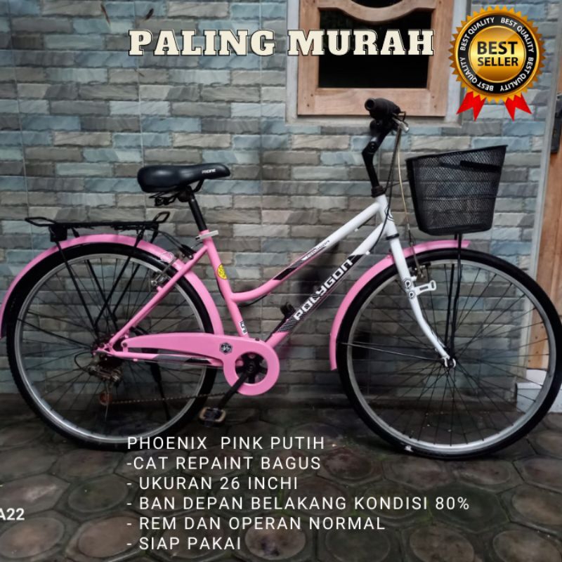 Jual Sepeda wanita keranjang mini cewek perempuan dewasa ukuran 26 bekas siap speda phoenix ...