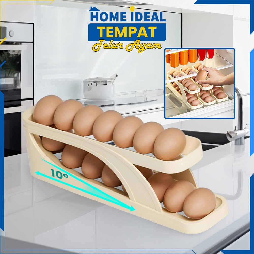 Jual Tempat Telur Ayam Kulkas 2 Tingkat Bergulir Otomatis / Rak Telor ...