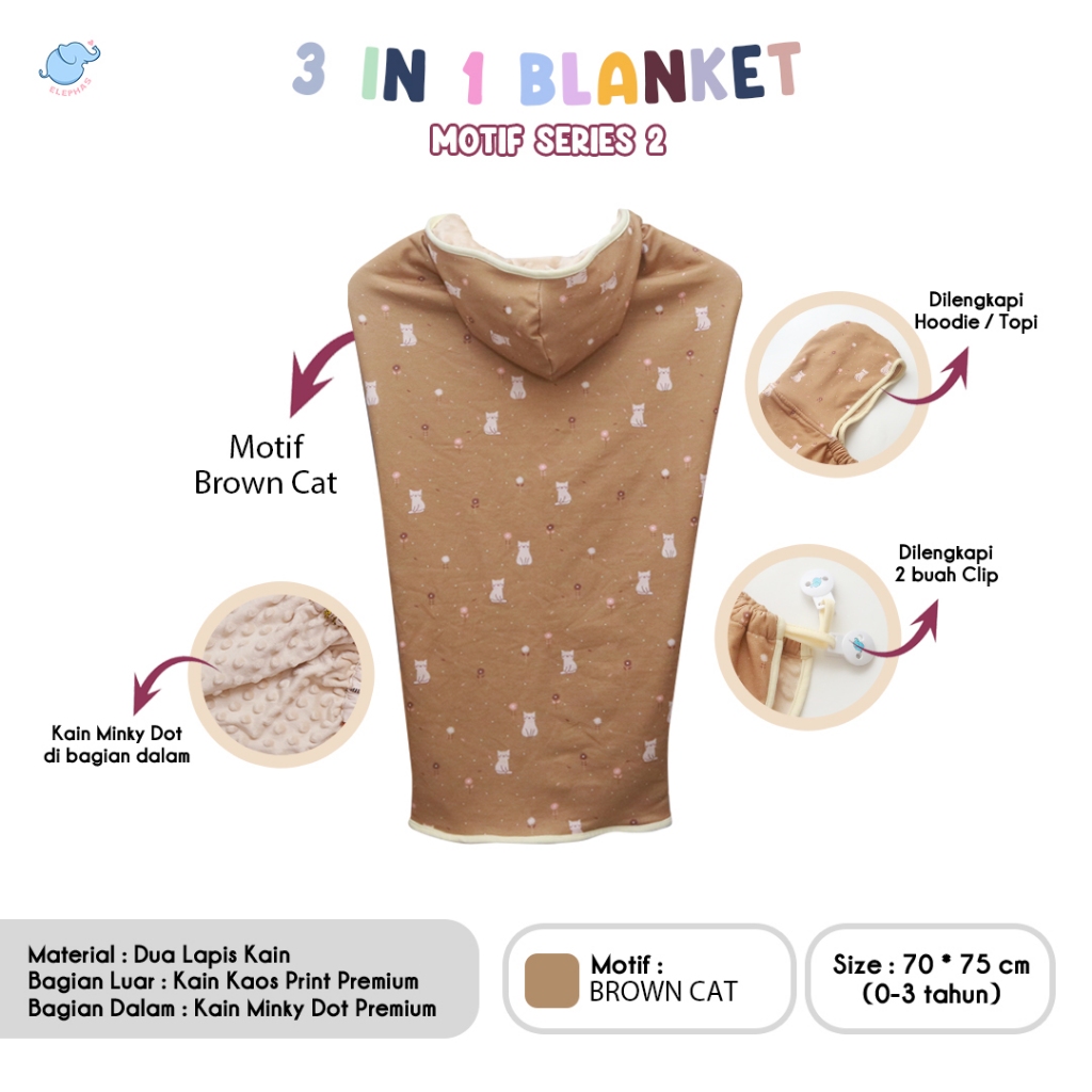 Jual Elephas 3 in 1 Blanket Minky Dot Motif Series - Selimut bayi ...
