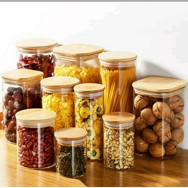 Jual One Two Cups Toples Makanan Ringan Tutup Kayu Toples Bumbu / Snack ...