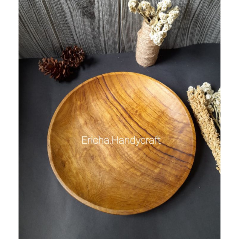 Jual Piring kayu jati/piring makan kayu jati 20cm | Shopee Indonesia