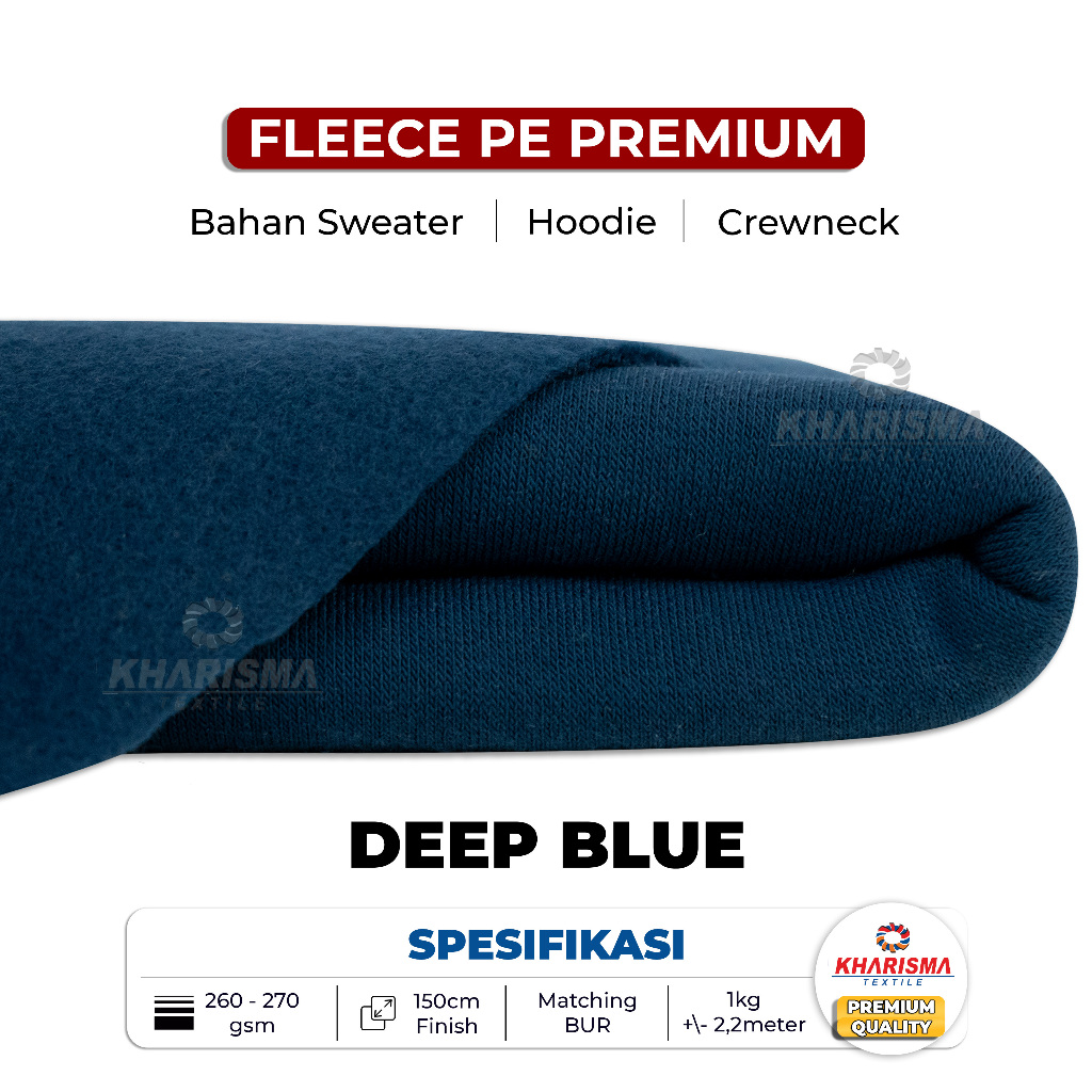 Jual Bahan Jaket Sweater Kain Fleece PE Premium Deep Blue Kharisma ...