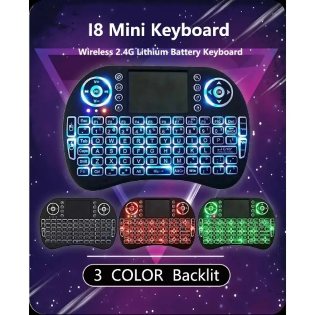 Jual Mini Wireless Keyboard i8 3 RGB Color Backlight PC, Smart TV, TV ...
