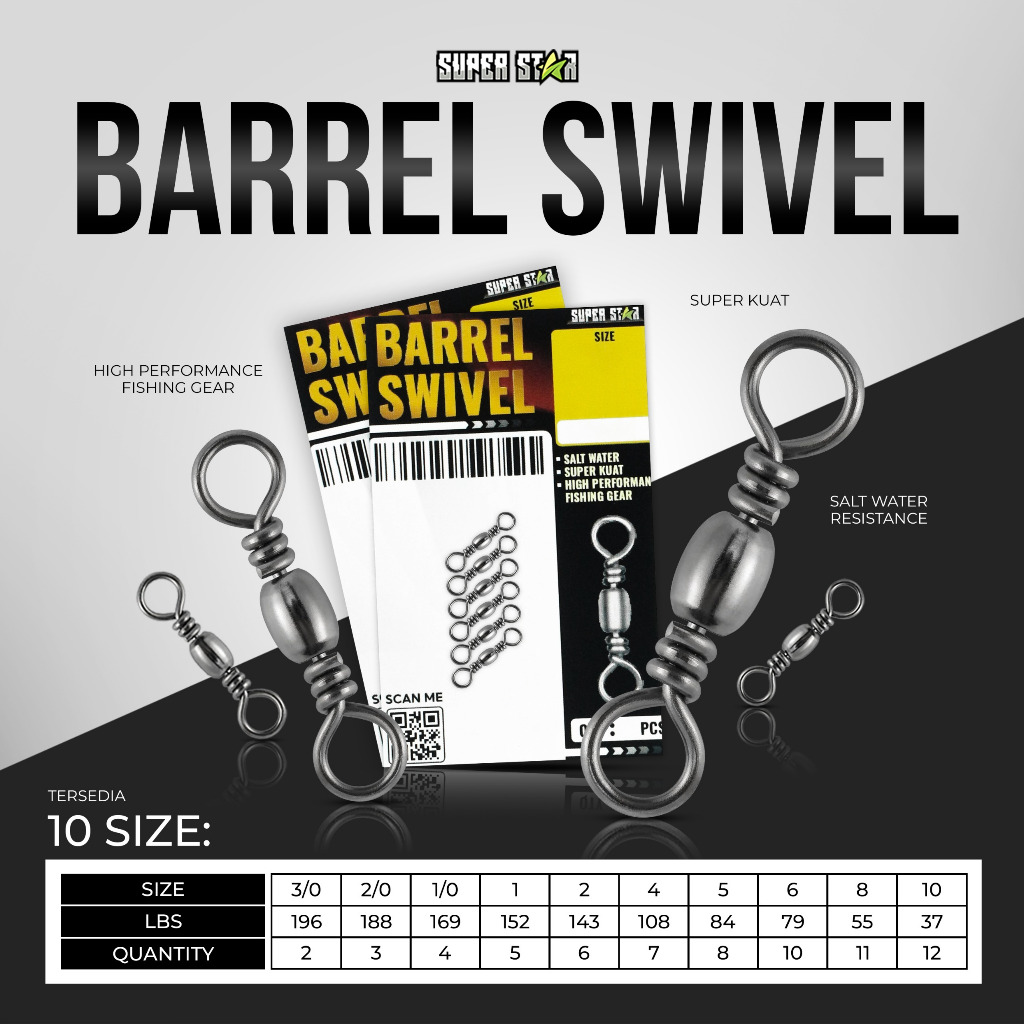 Jual SuperStar Barrel Rolling Swivel | Swivel Kili-kili Pancing ...