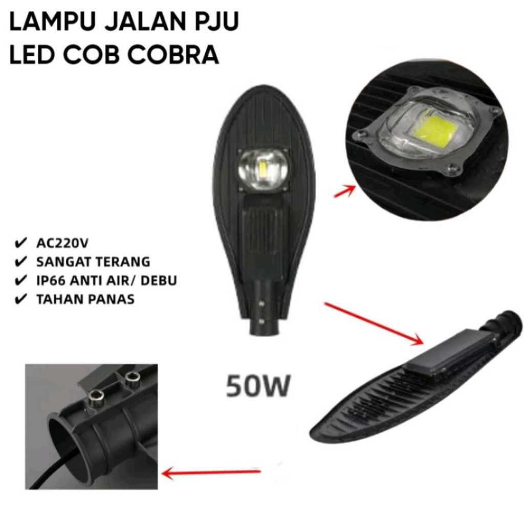 Jual Lampu Jalan Pju Led 50w Kobra 50watt Cobra Lensa Cob 50 W Watt