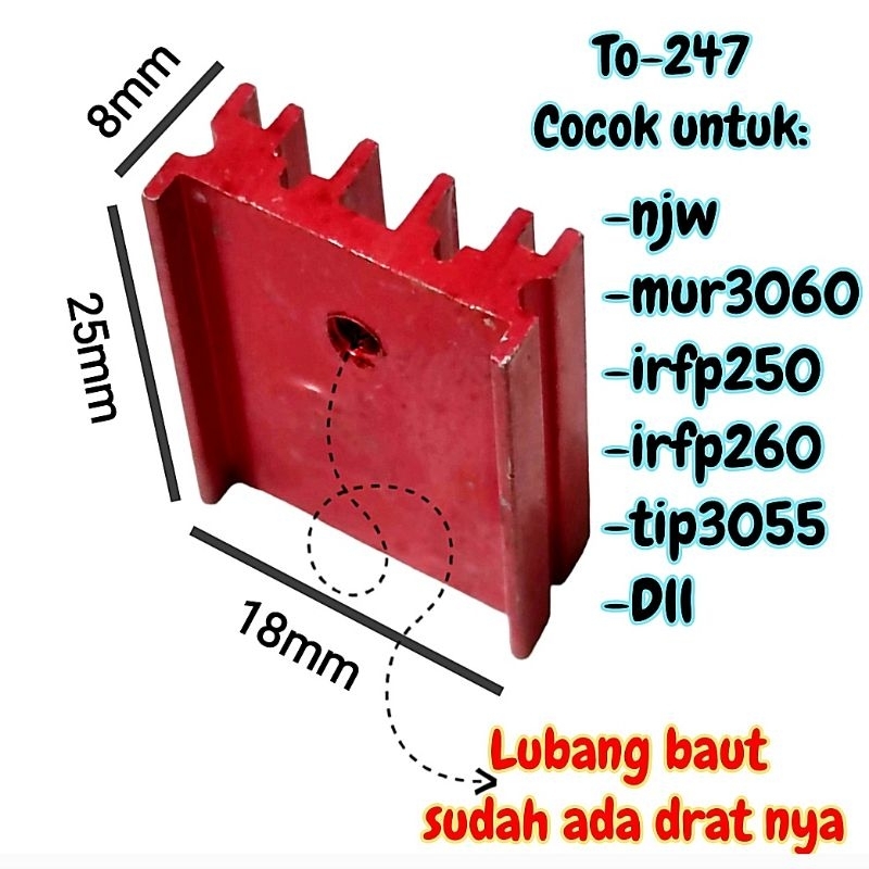Jual heatsink transistor tip to247 / pendingin tip to-247 / heatsink ...